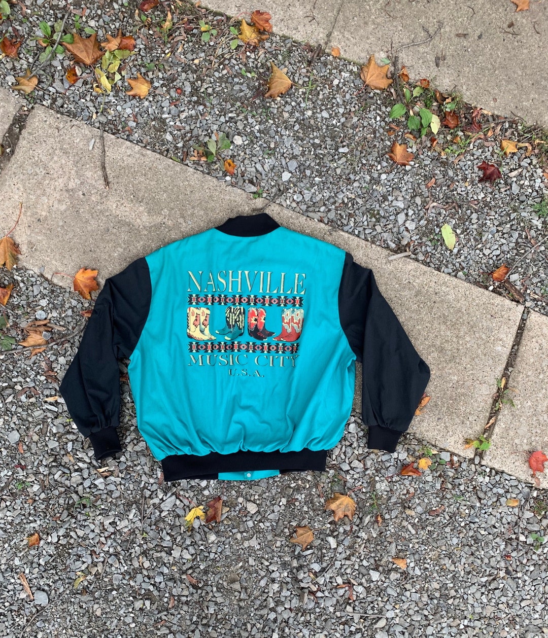 Nashville Music City Bomber / Western Jacket / Cowboy Boots / Vintage ...