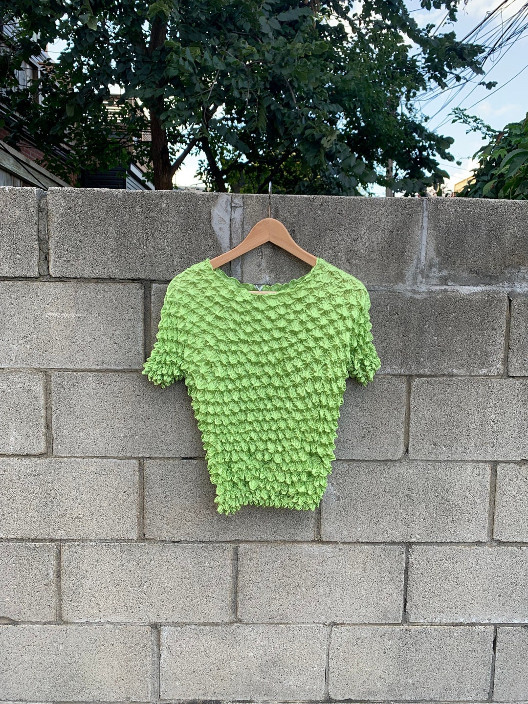 Vintage Lime Green Popcorn Top / 90s Popcorn Blouse / Y2K - Etsy