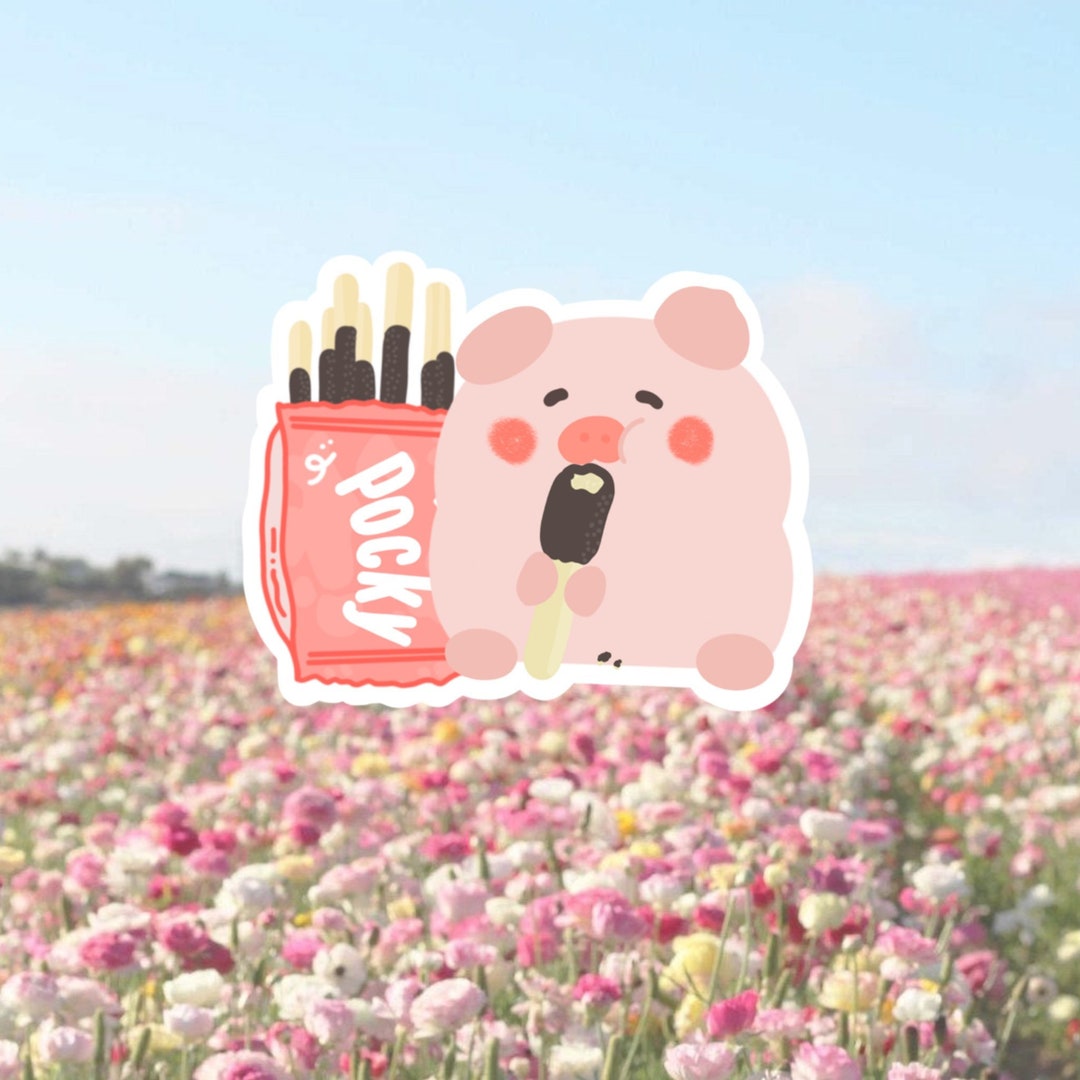 Weatherproof Piggy Pocky Sticker | Asian Snacks | Asian Food Stickers ...