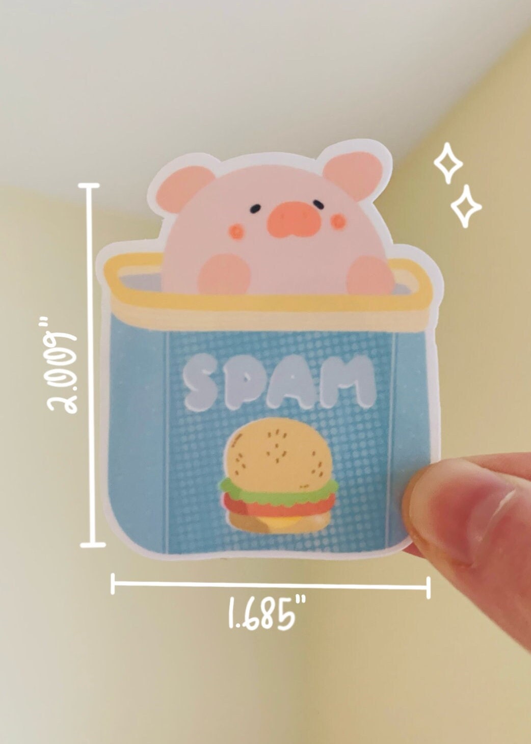 Weatherproof Pig Spam Sticker Kawaii Sticker Food Sticker - Etsy