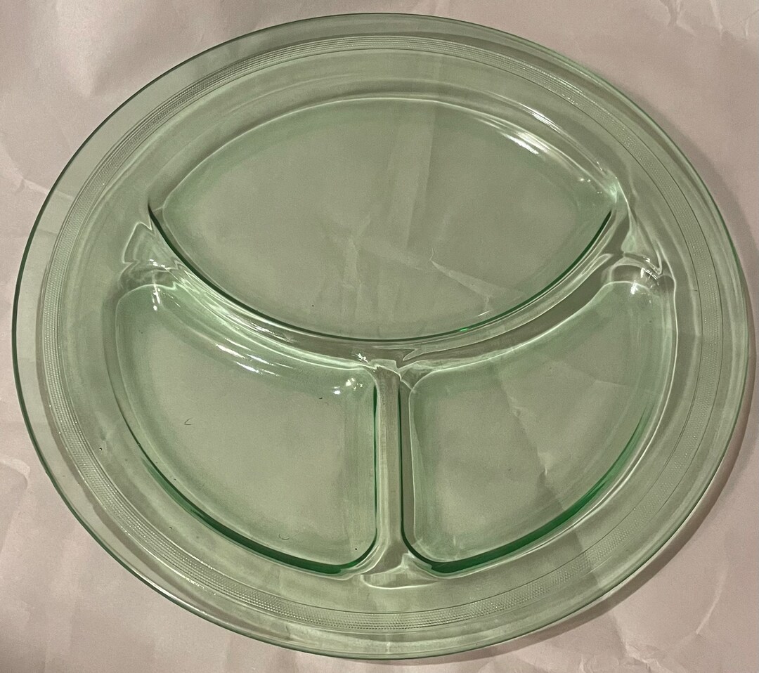 10 Light Green Depression Glass Divided Plates - Etsy