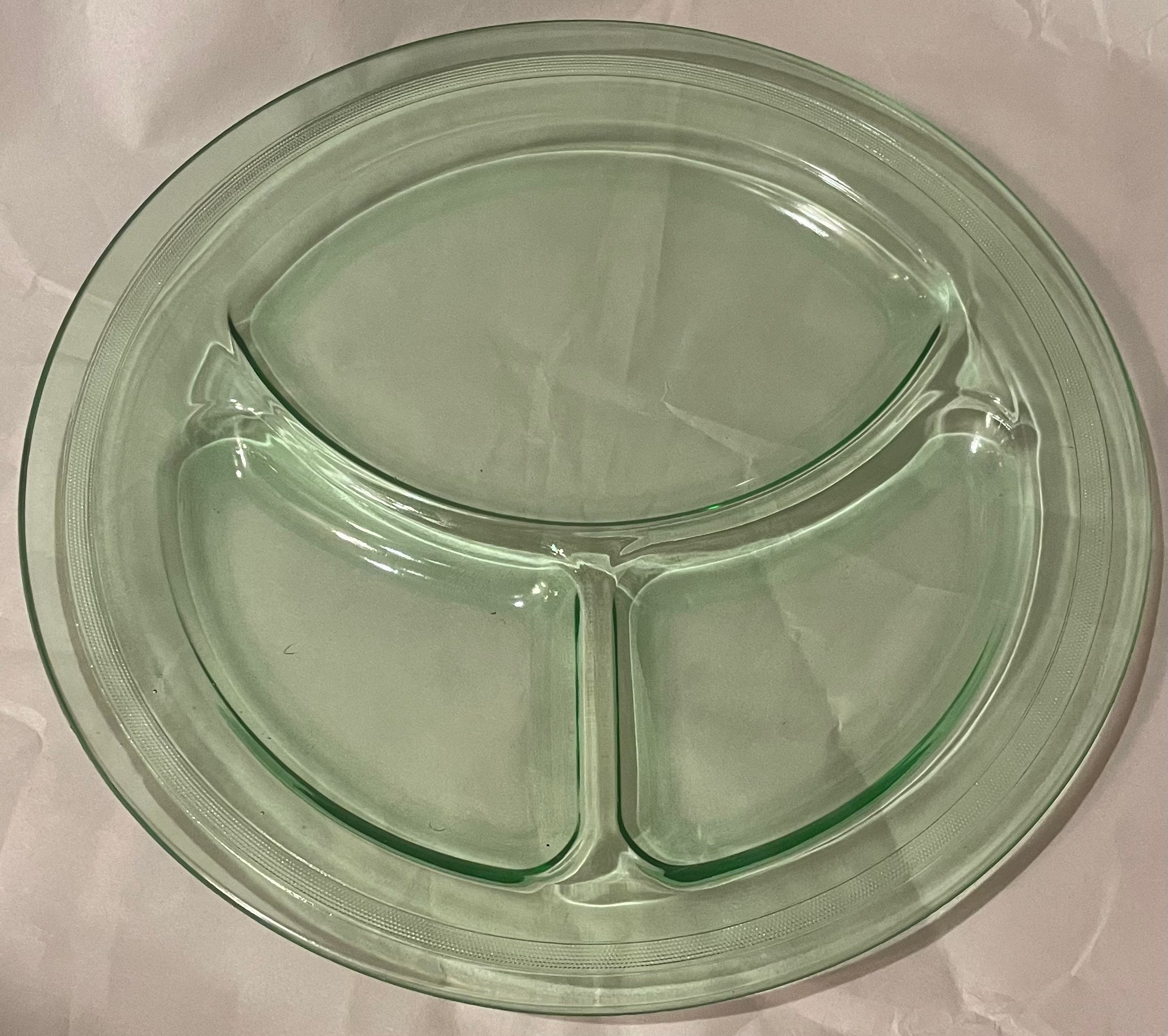 10 Light Green Depression Glass Divided Plates - Etsy