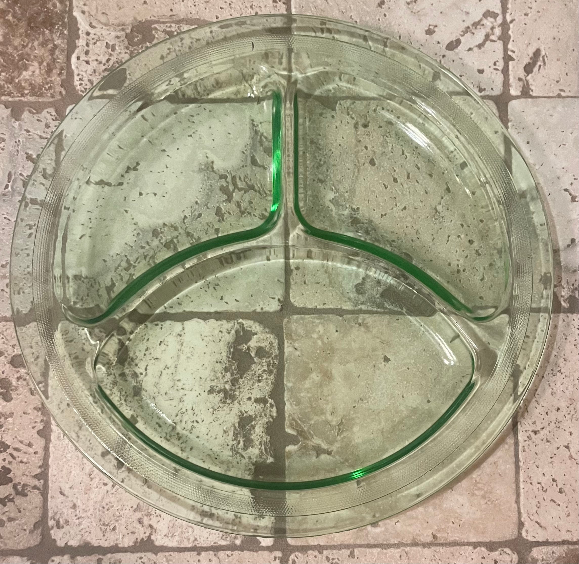 10 Light Green Depression Glass Divided Plates - Etsy