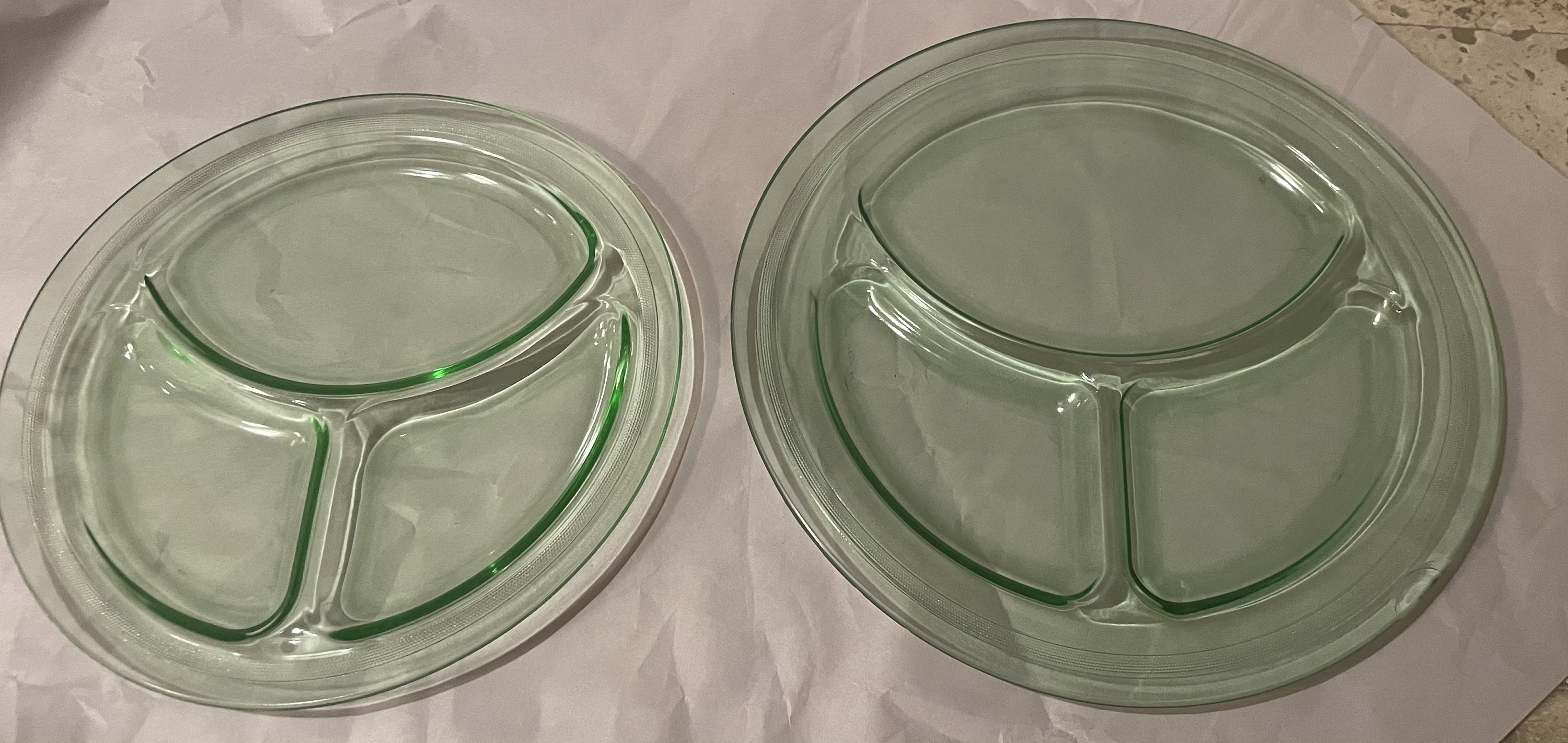 10 Light Green Depression Glass Divided Plates - Etsy