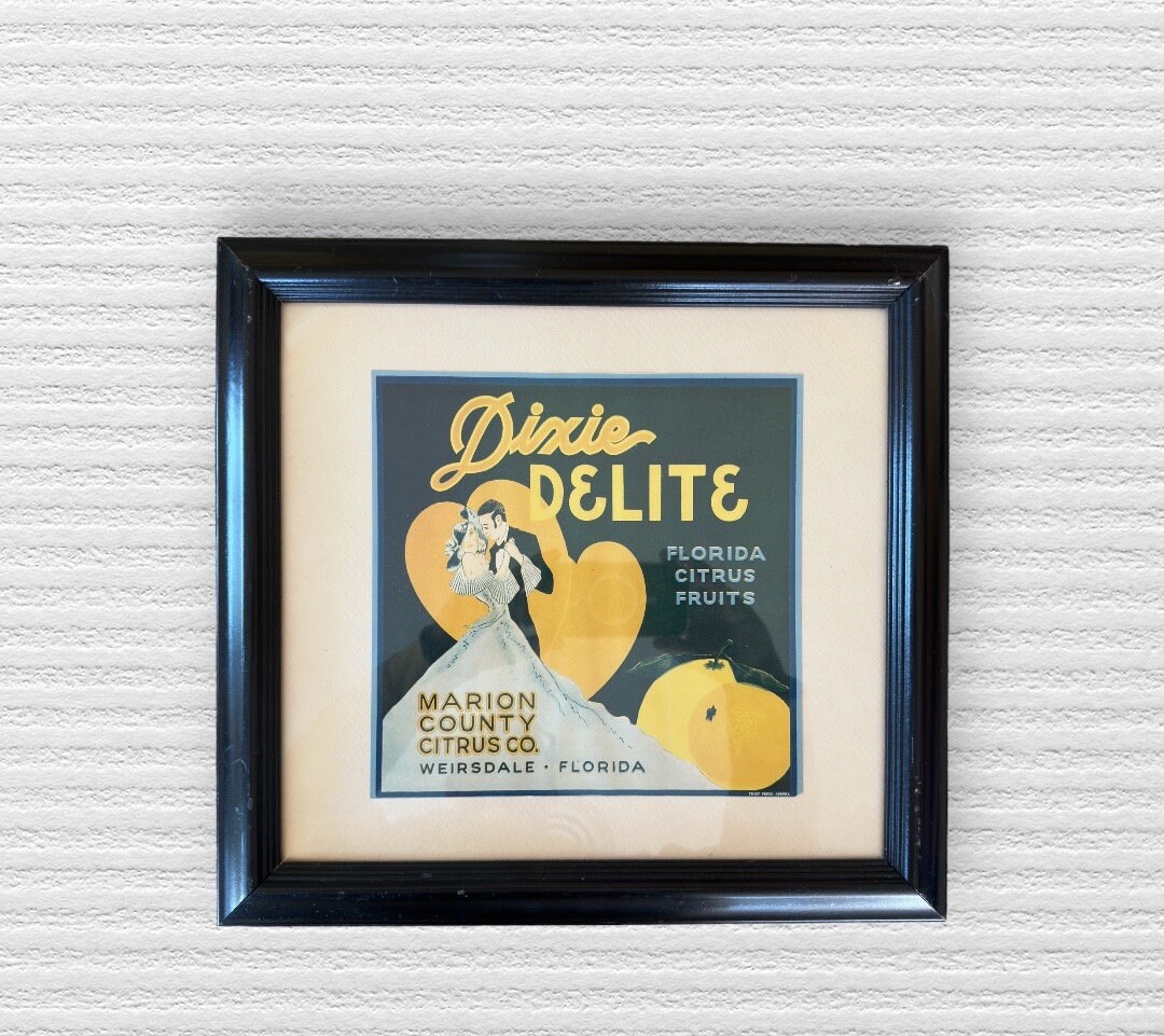 Vintage Framed Dixie Delight Label Wall Art - Etsy