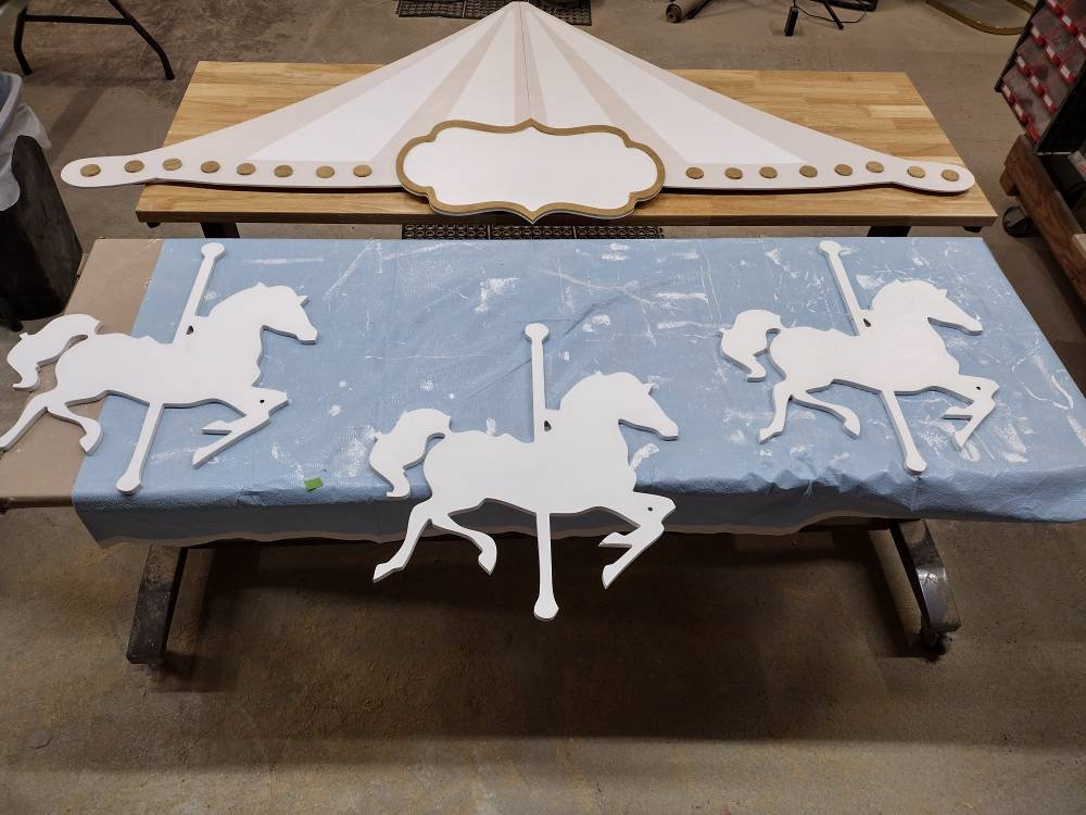 Carousel Canopy and 3 Horses/ Collapsible/ Carousel Horses - Etsy