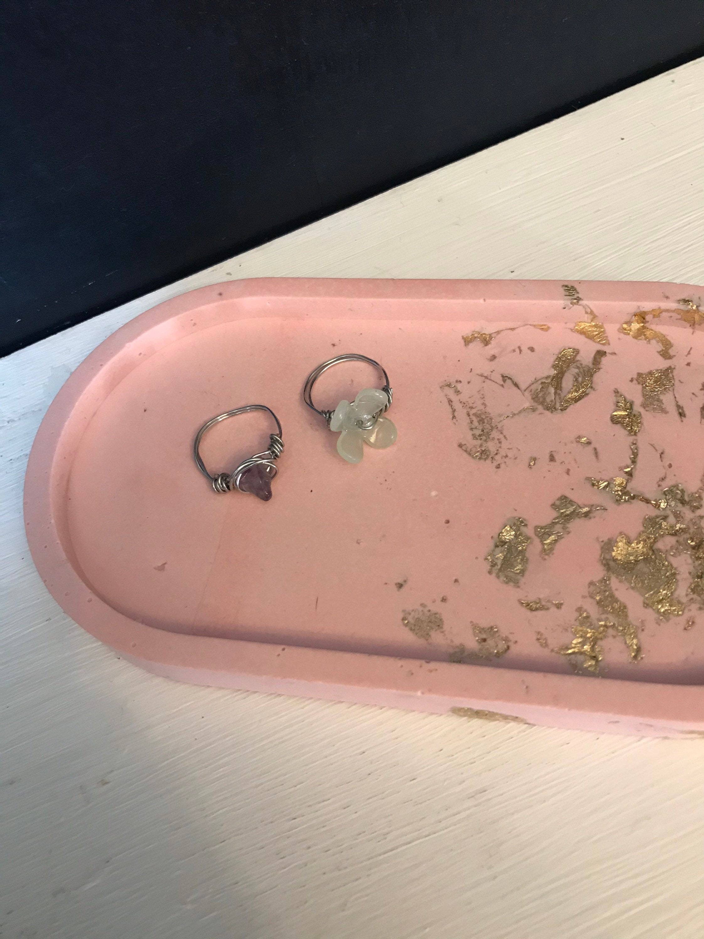 Resin Trinket Tray Dish Nail Tech Pale Pink and Gold Leaf - Etsy UK
