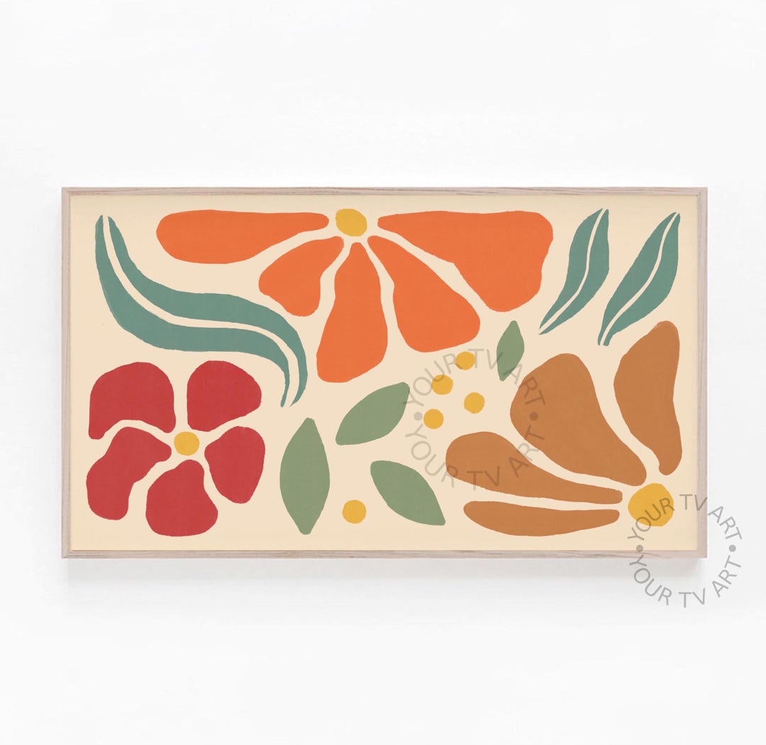 Samsung Frame TV Art Boho Flowers, Abstract Floral Artwork, Samsung ...