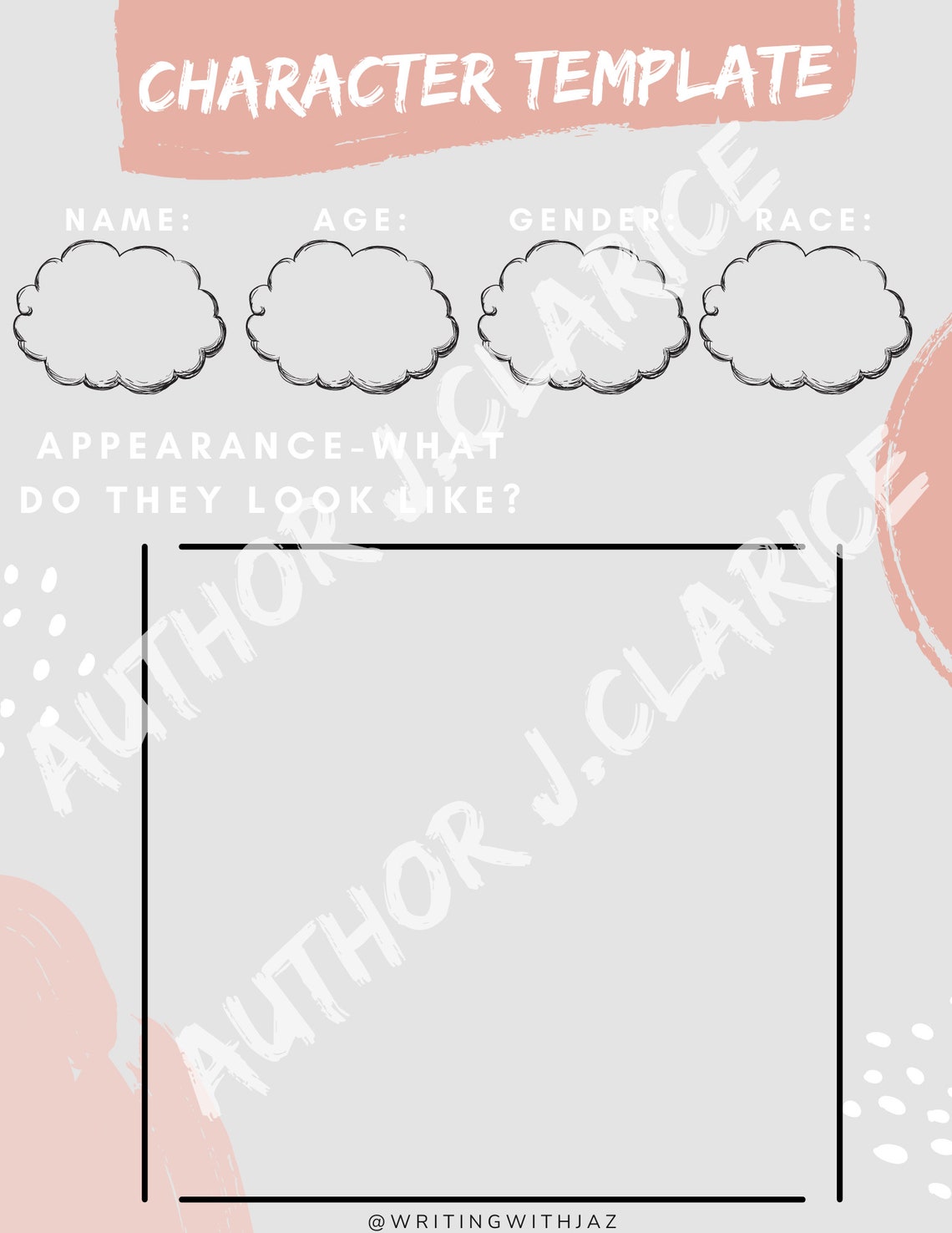 Effective Writing Character Template For Writers | Etsy