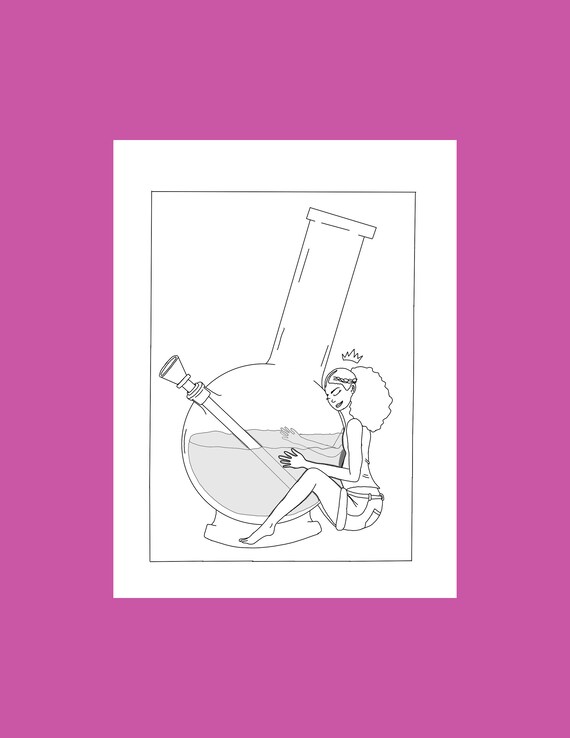 Bong Erotic Coloring Pages Digital Art Print Weed Line Art - Etsy