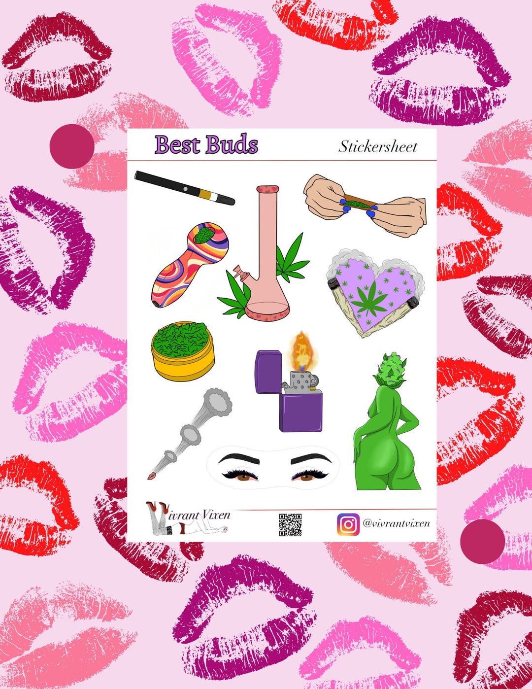 Best Buds Erotic Vinyl Sticker Sheet, Weed Aesthetic Stickers , 420 ...
