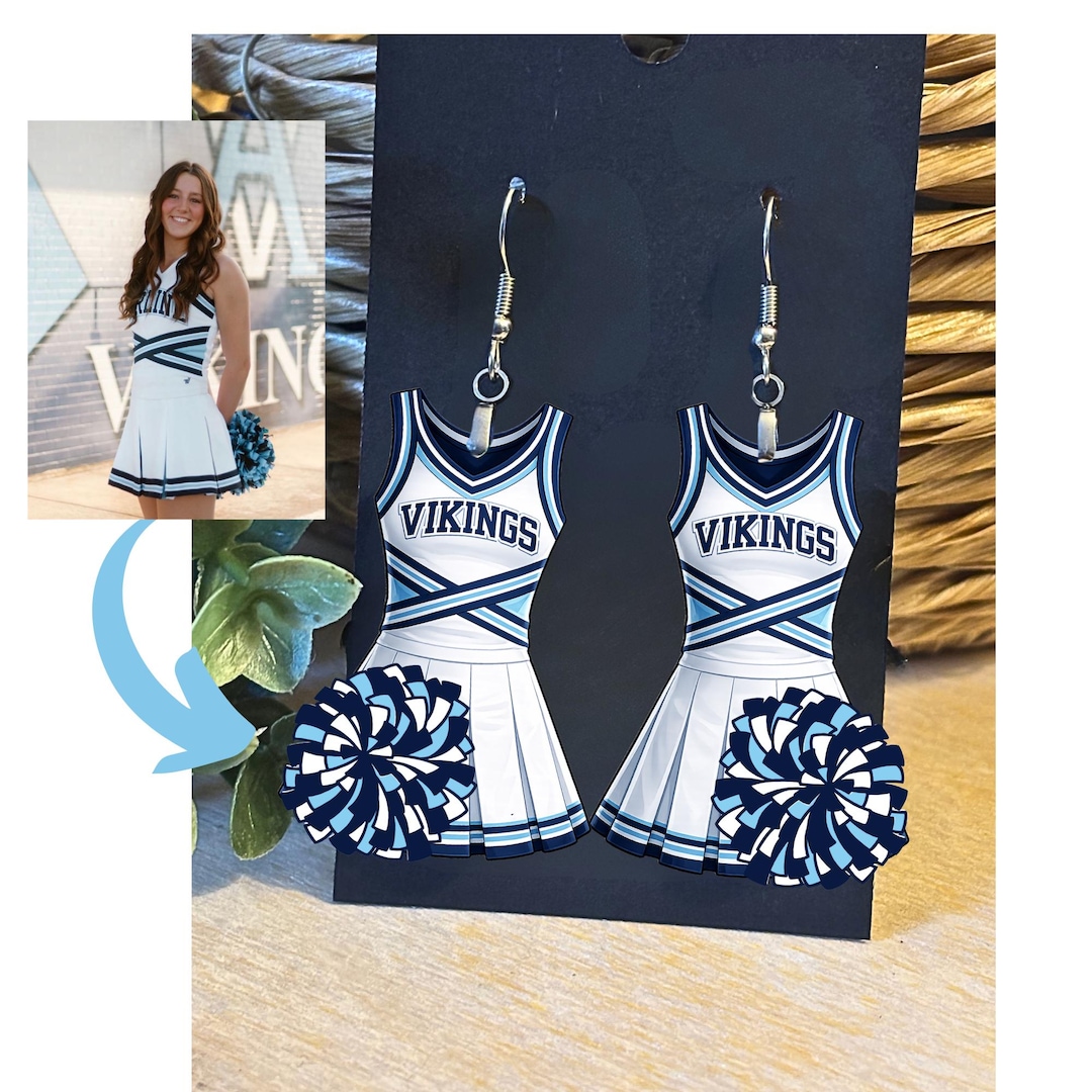 Cheer Earrings, Custom Uniforrm Earrings, Pom Pom Earrings, Cheerleader ...