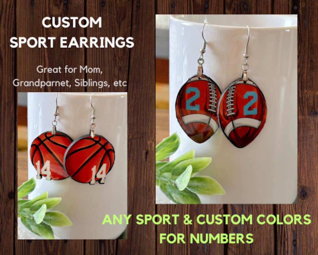 Any Sport, Custom Sport Earrings, Football, Hockey, Baseball, Software ...