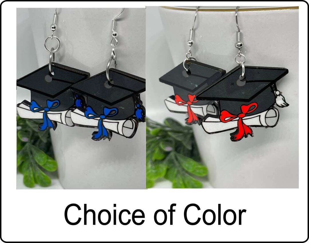 Graduation Earrings, 2024, Graduation Hat Earrings, Senior Earrings ...