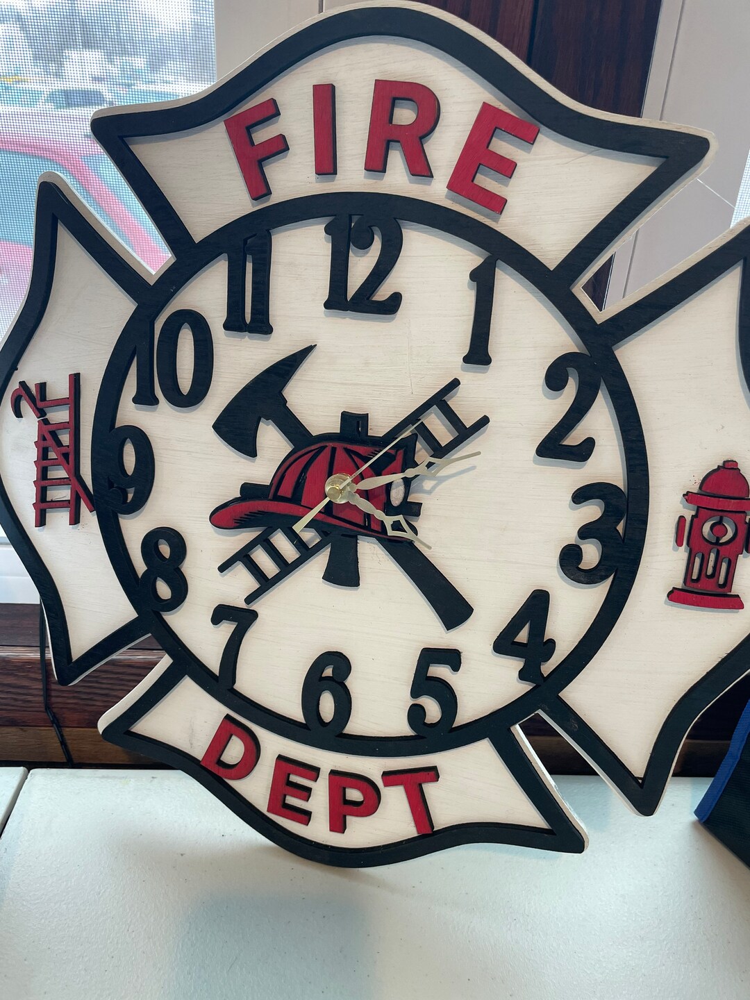 Free Personalization 3D Firefighter Clock Custom Police Badge Handmade ...