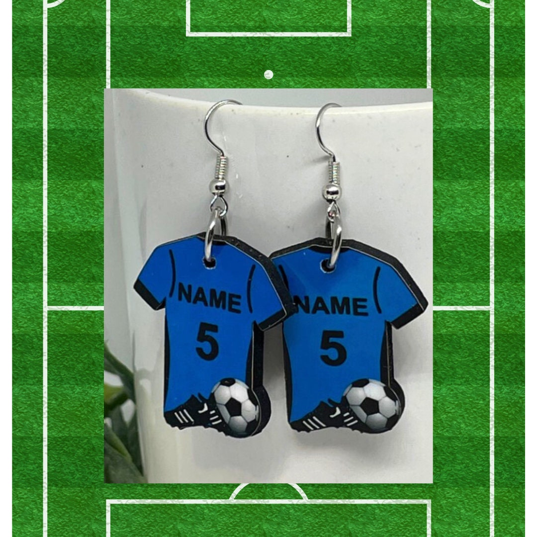 Soccer Earrings, Custom Soccer Jersey Earrings, Soccer Jersey Earrings ...
