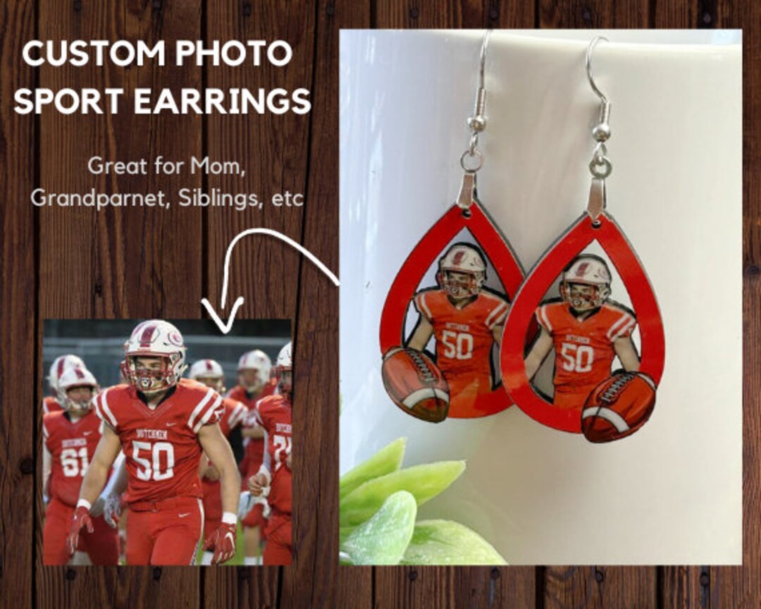 Custom Sport Earrings, Football, Hockey, Baseball, Software, Track, ANY ...