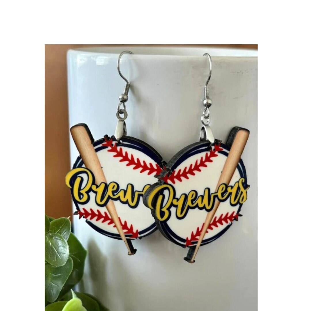 Milwaukee Brewers Earrings, Baseball Earrings, Softball Earrings, Brewer Earrings, Milwaukee ...