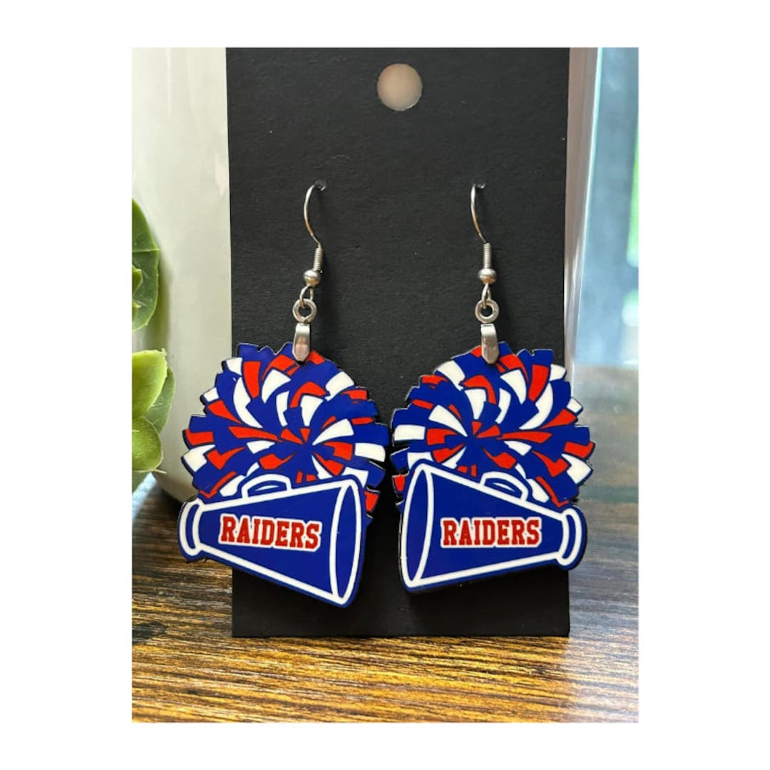 Dance Earrings, Cheer, Custom Color Earrings, Pom Pom Earrings ...