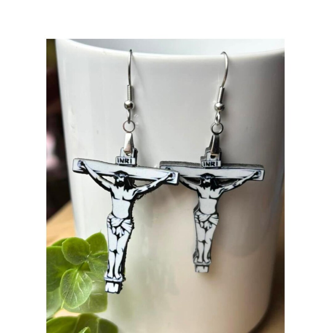 Jesus Earrings, Crucifix Earrings, Religious, Bible Earrings, Lord ...