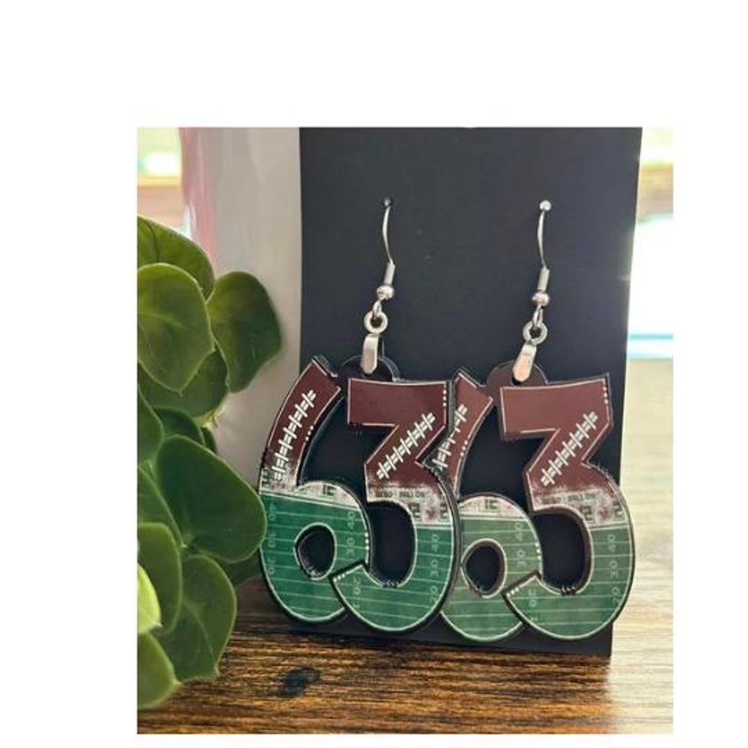 Football Earrings, Necklace, Sport Earrings, Number Earrings, Game Day ...