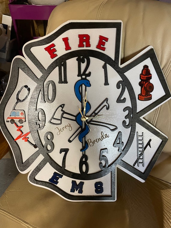 Free Personalization 3D Firefighter EMS Fire Clock Custom - Etsy