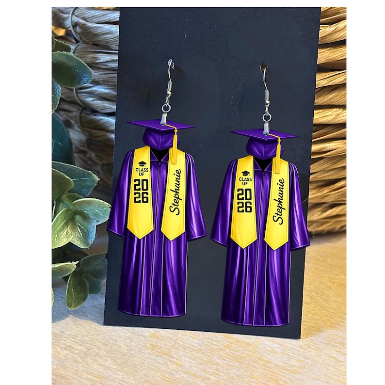 Graduation Gown Earrings, Senior Earrings, Class of 2026 Earrings ...