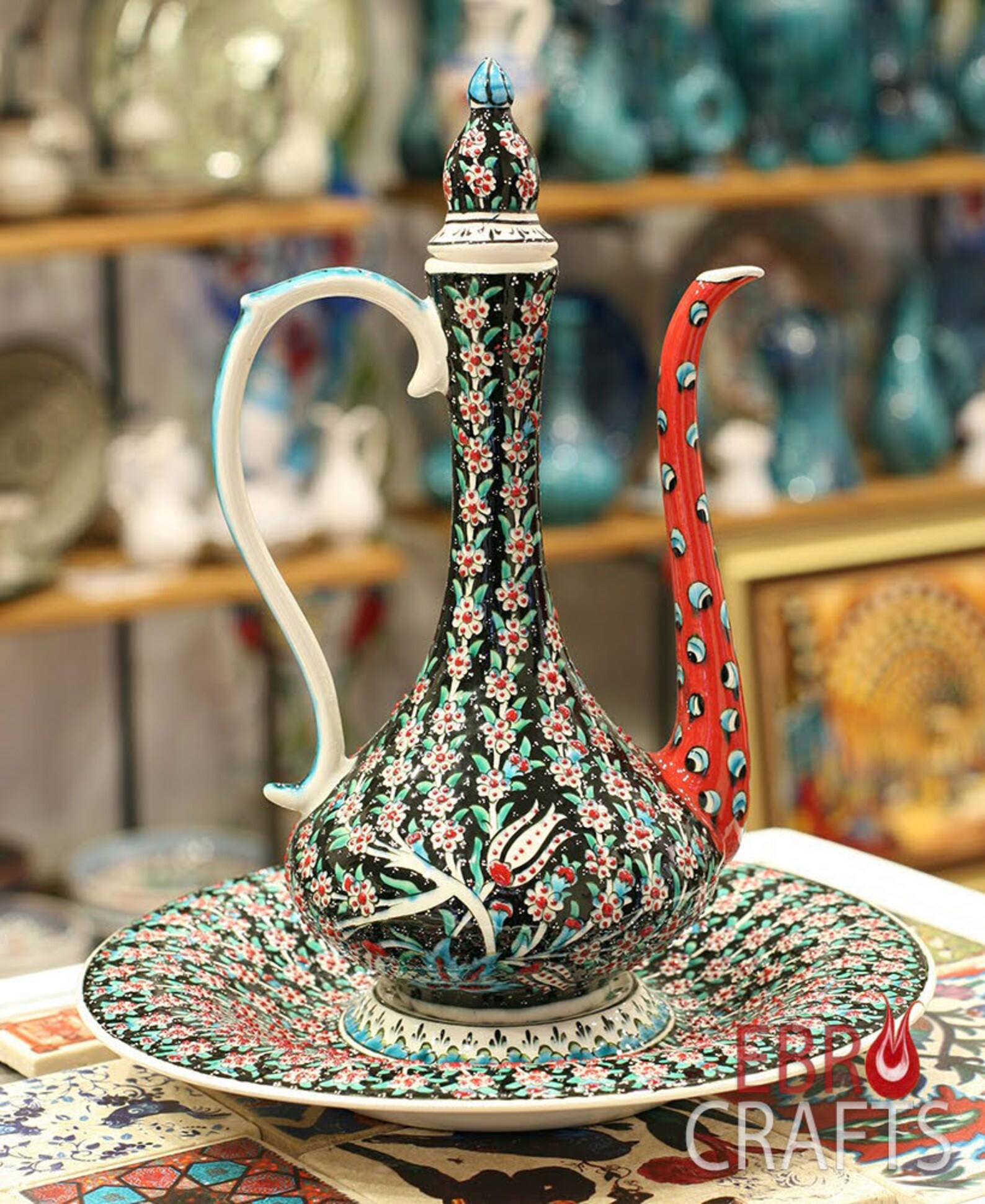 12.60''iznik Design Ceramic Ewer Set With Plate - Etsy