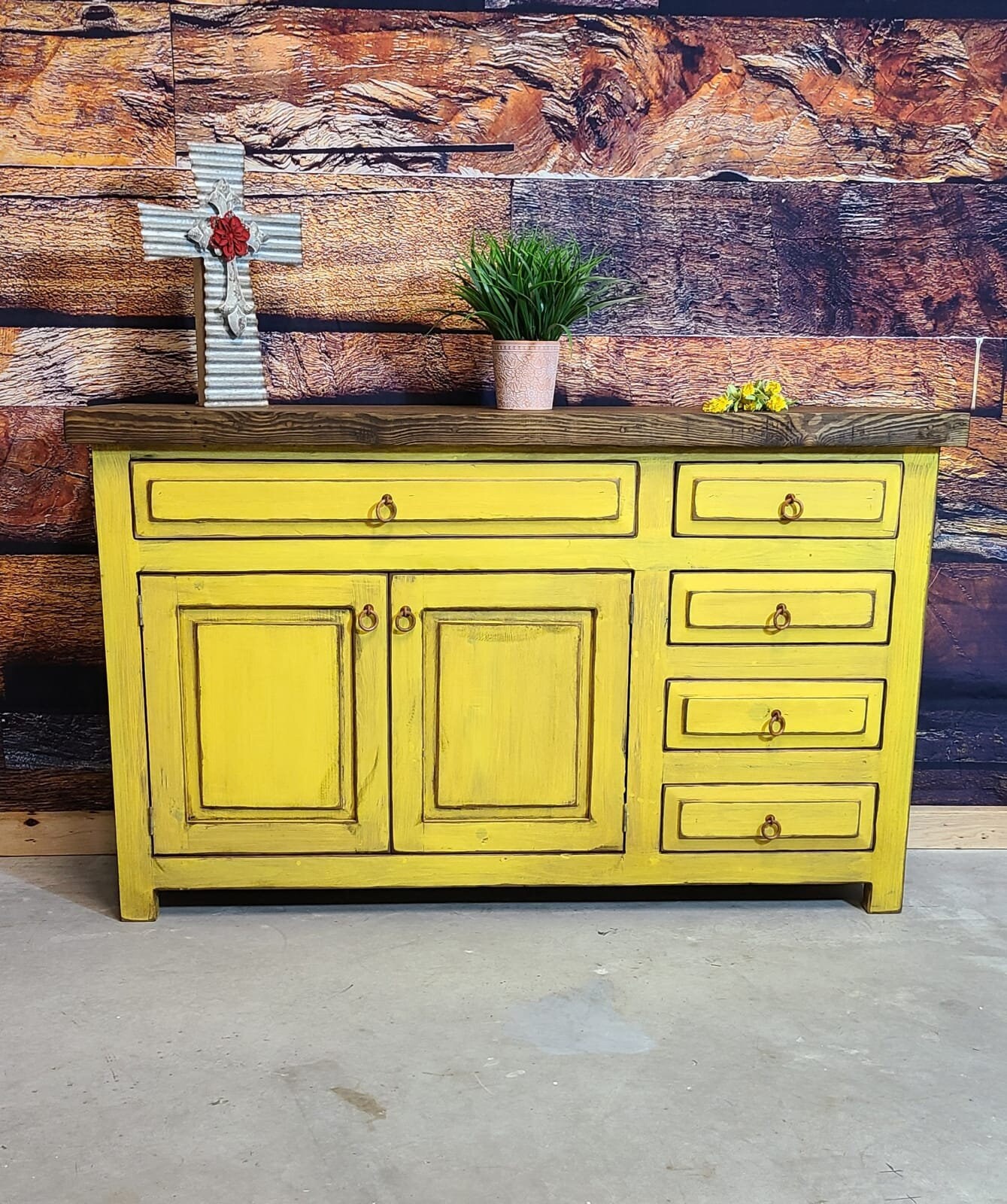 Sunflower Buffet Table, Rustic Cabinet//bufet Cabinet//free SHIPPING - Etsy