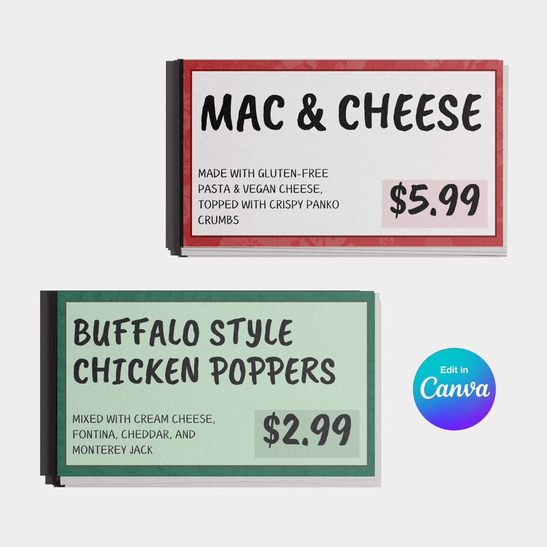Grocery Store Themed Food Card Sign (digital Download Canva) - Etsy