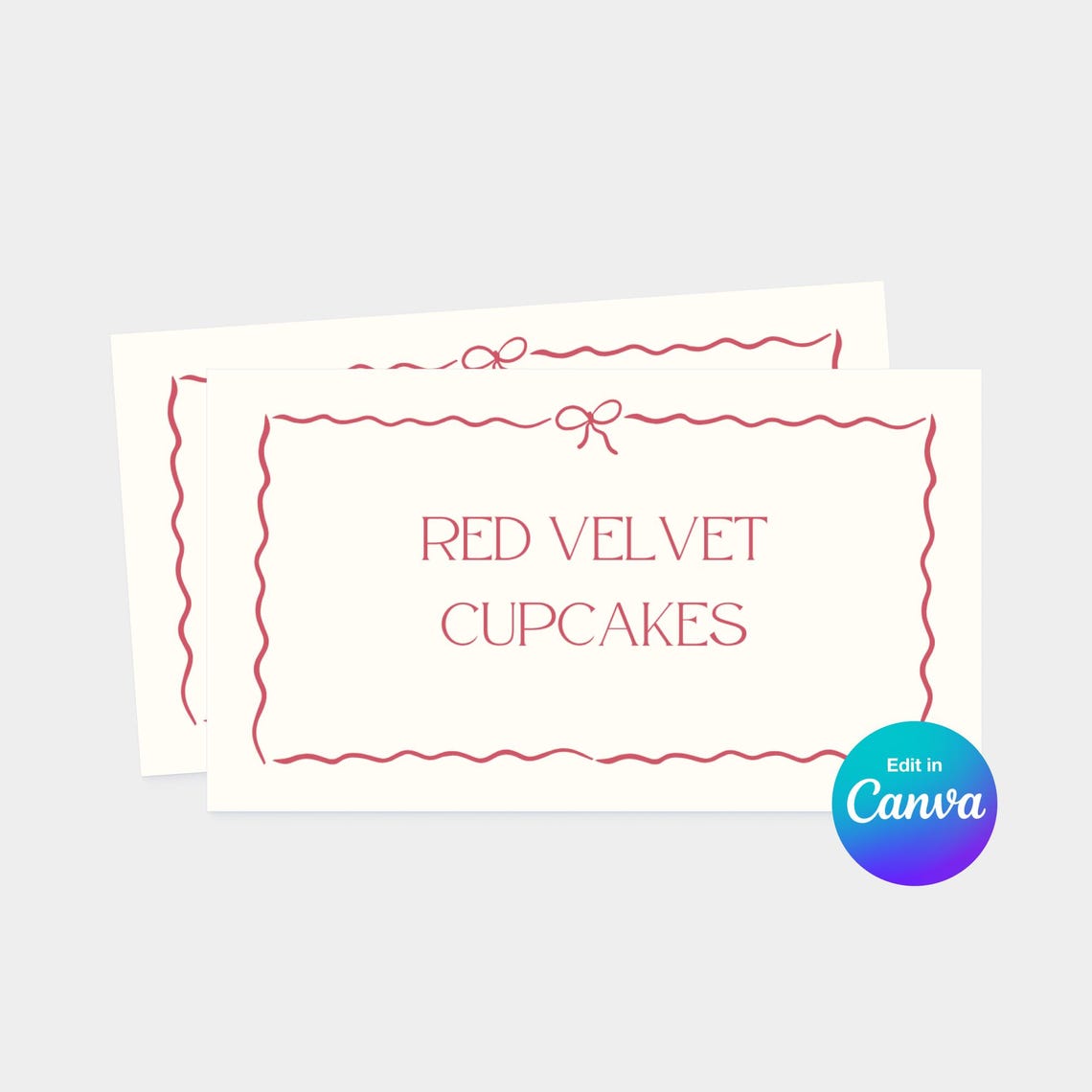 Cute Coquette Menu Place Card Template 3.5 X 2 Inches, Wedding ...