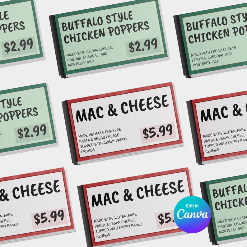 Grocery Store Themed Food Card Sign (digital Download Canva) - Etsy