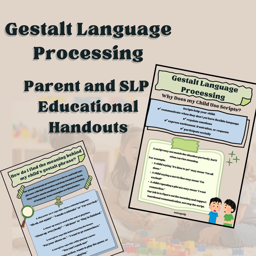 Gestalt Language Processing Parent Education Handouts Speech Therapy - Etsy