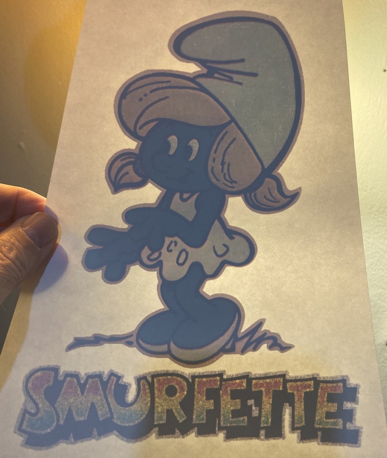 SMURFETTE Rare Vintage Glitter Full Color Heat Transfer - Etsy