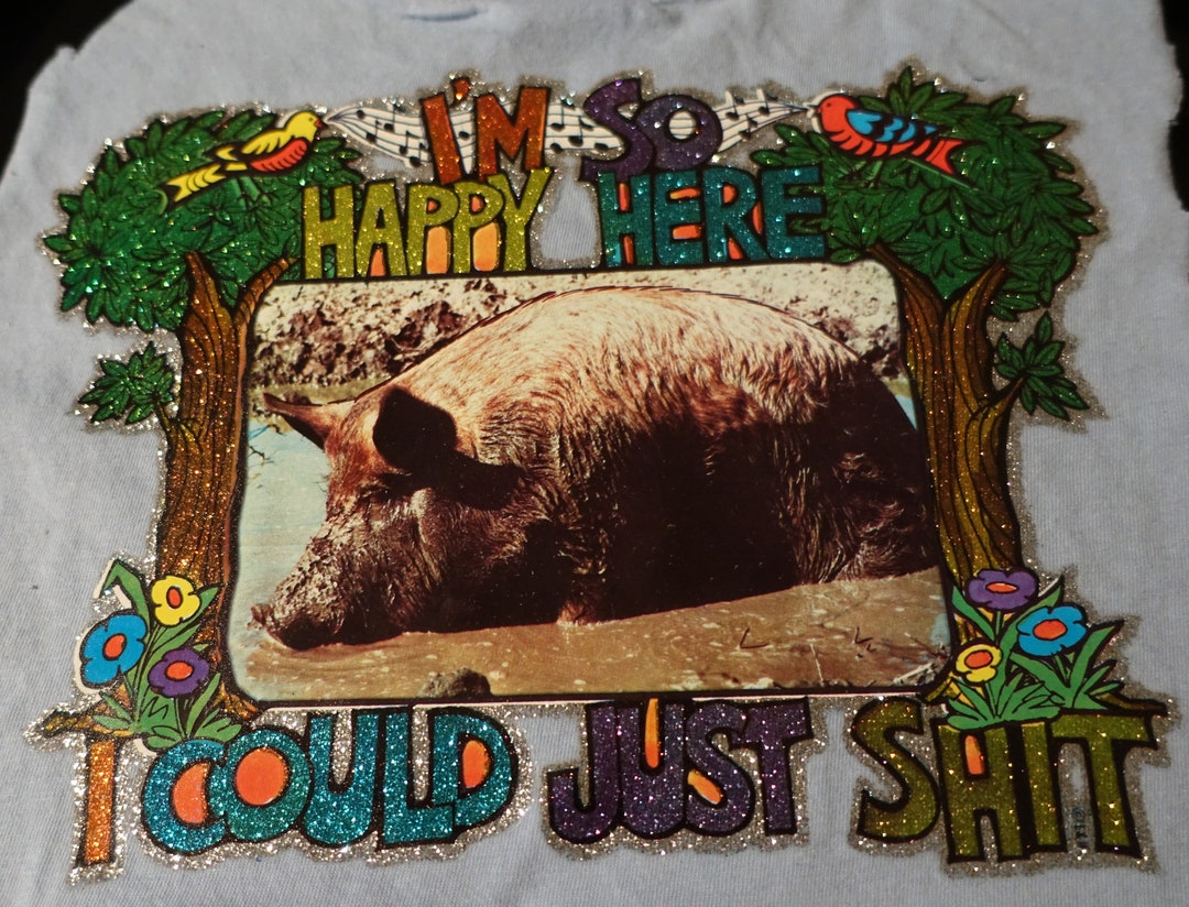 Vintage Heat Transfer "i'm so Happy I Could Shit Full Color Glitter ...