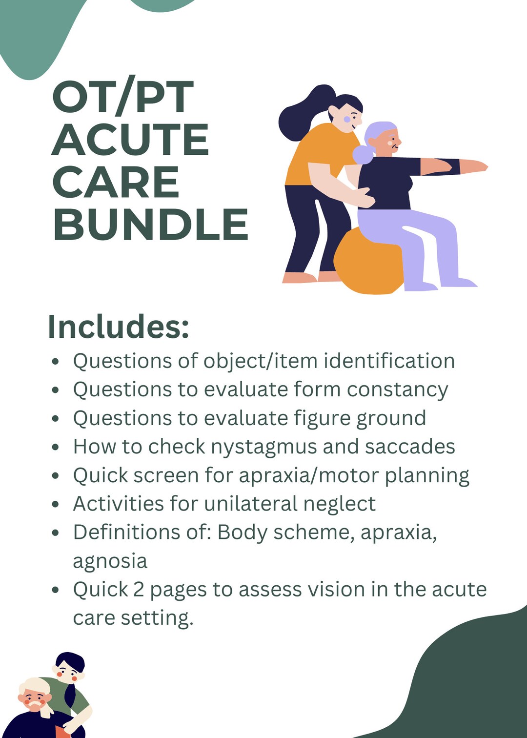 OT/PT Acute Care Visual Screen - Etsy