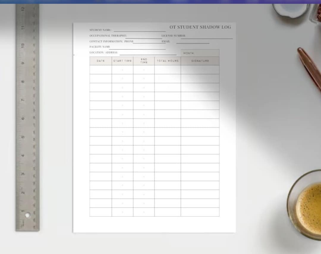 Occupational Therapy Shadow/ Observation Log and Question Sheet - Etsy