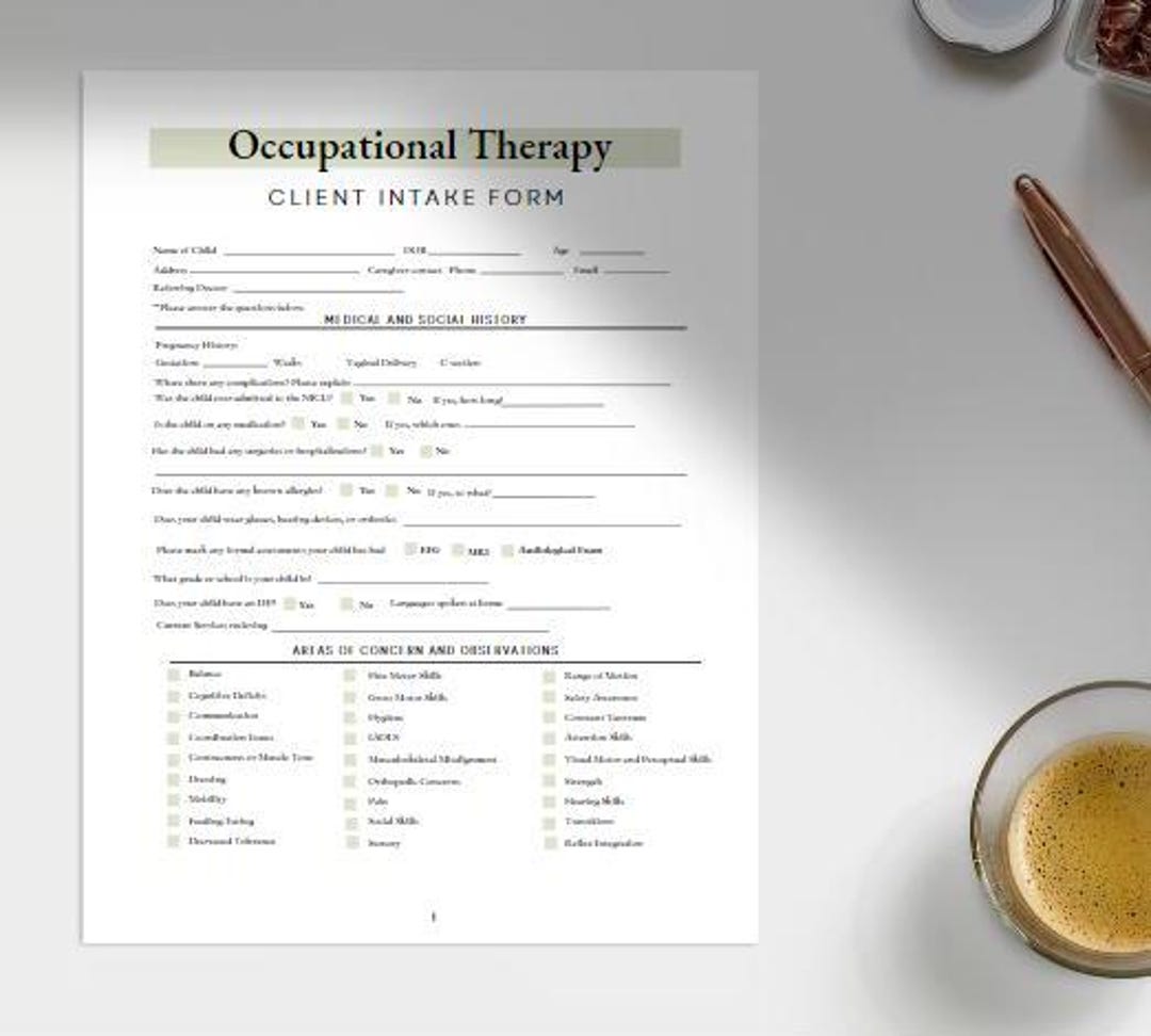 Occupational Therapy Pediatric Intake Form and Evaluation Template - Etsy