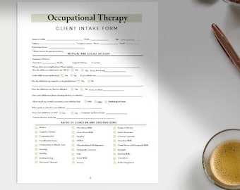 Occupational Therapy Intake Form editable - Etsy