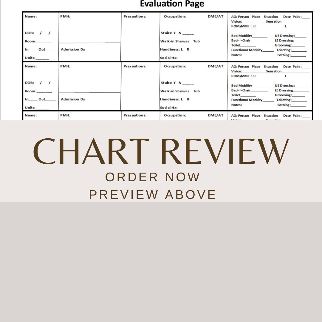 Acute Care- Occupational Therapy Chart Review (chart Review OT) - Etsy