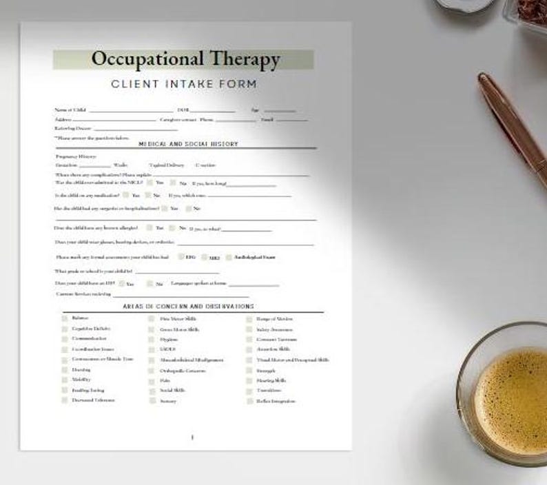 Occupational Therapy Pediatric Intake Form and Evaluation Template - Etsy