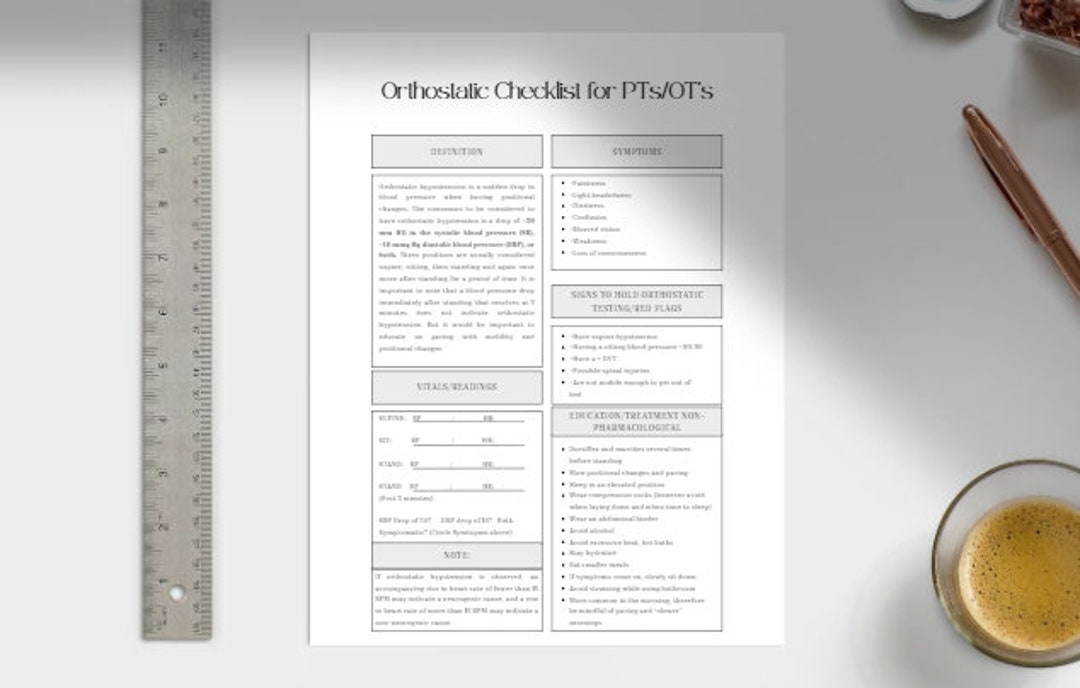 Acute Care Occupational/physical Therapy Orthostatic Hypotension Cheat ...
