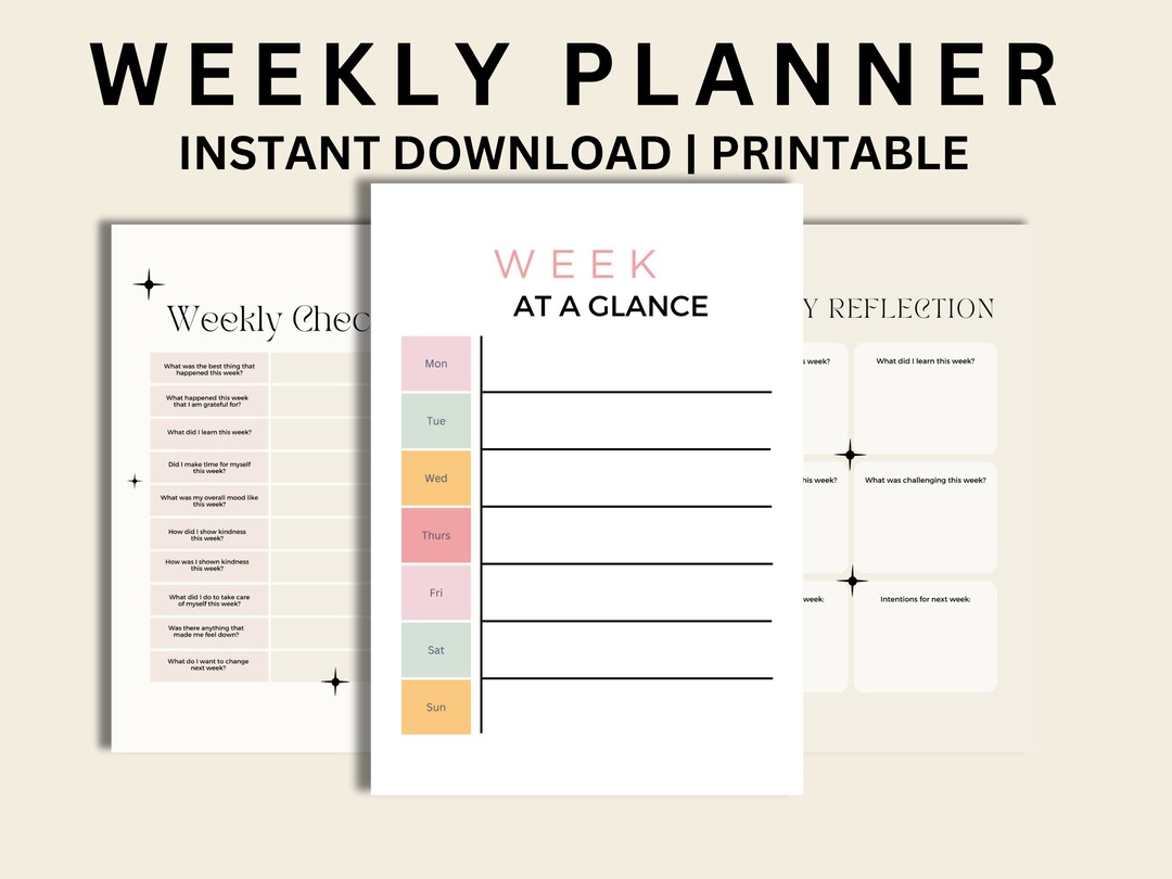 Weekly Planner, Weekly Planner Printable, Goal Planner, Productivity ...
