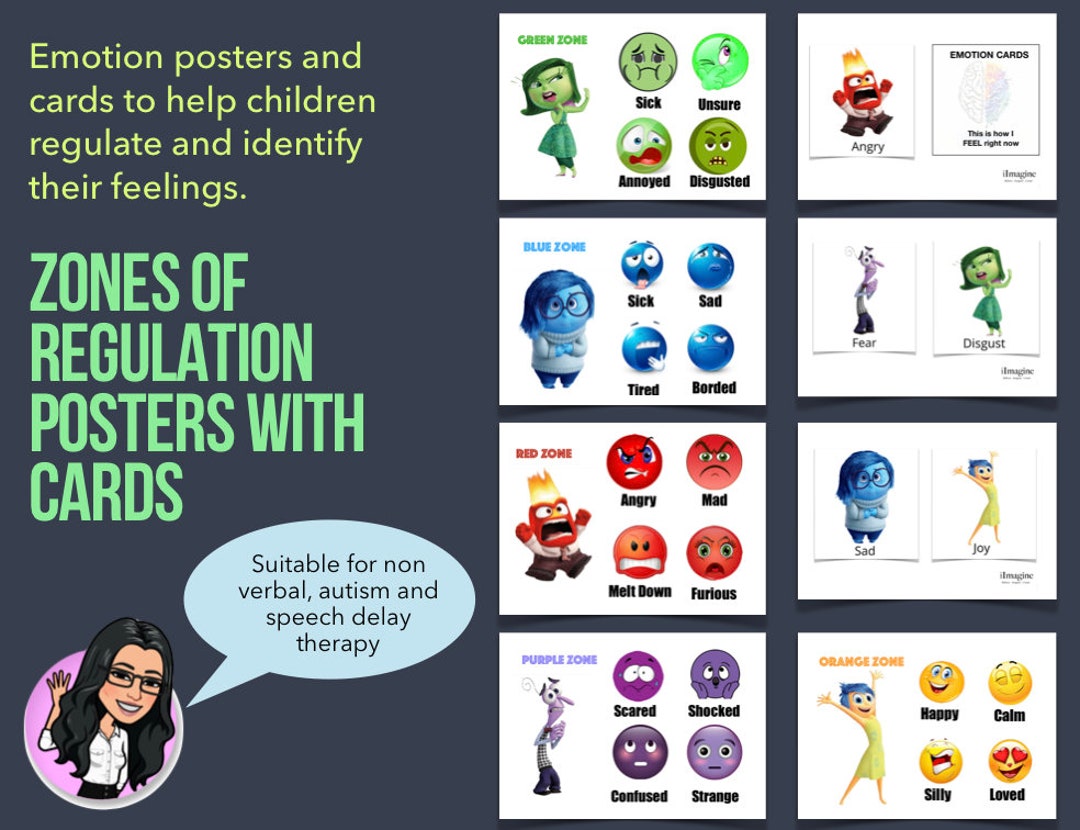 Emotion Cards, Zones of Regulation Poster, ADHD Worksheets, Feelings ...