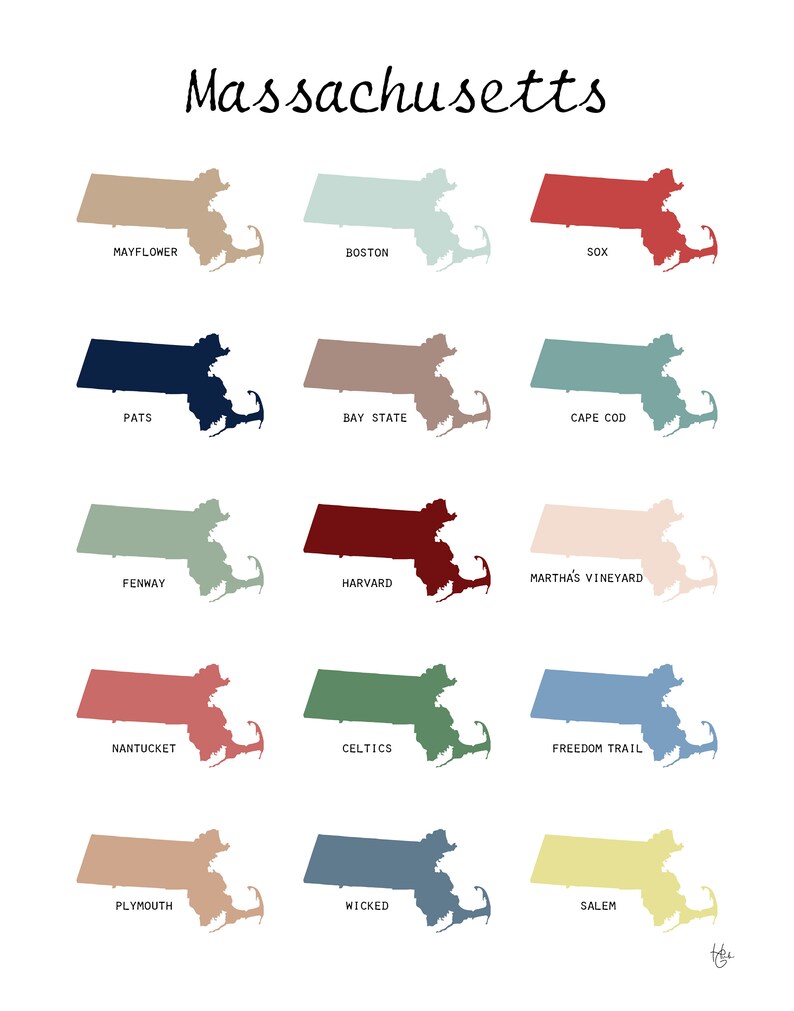 Massachusetts Color Palette Art Print - Etsy