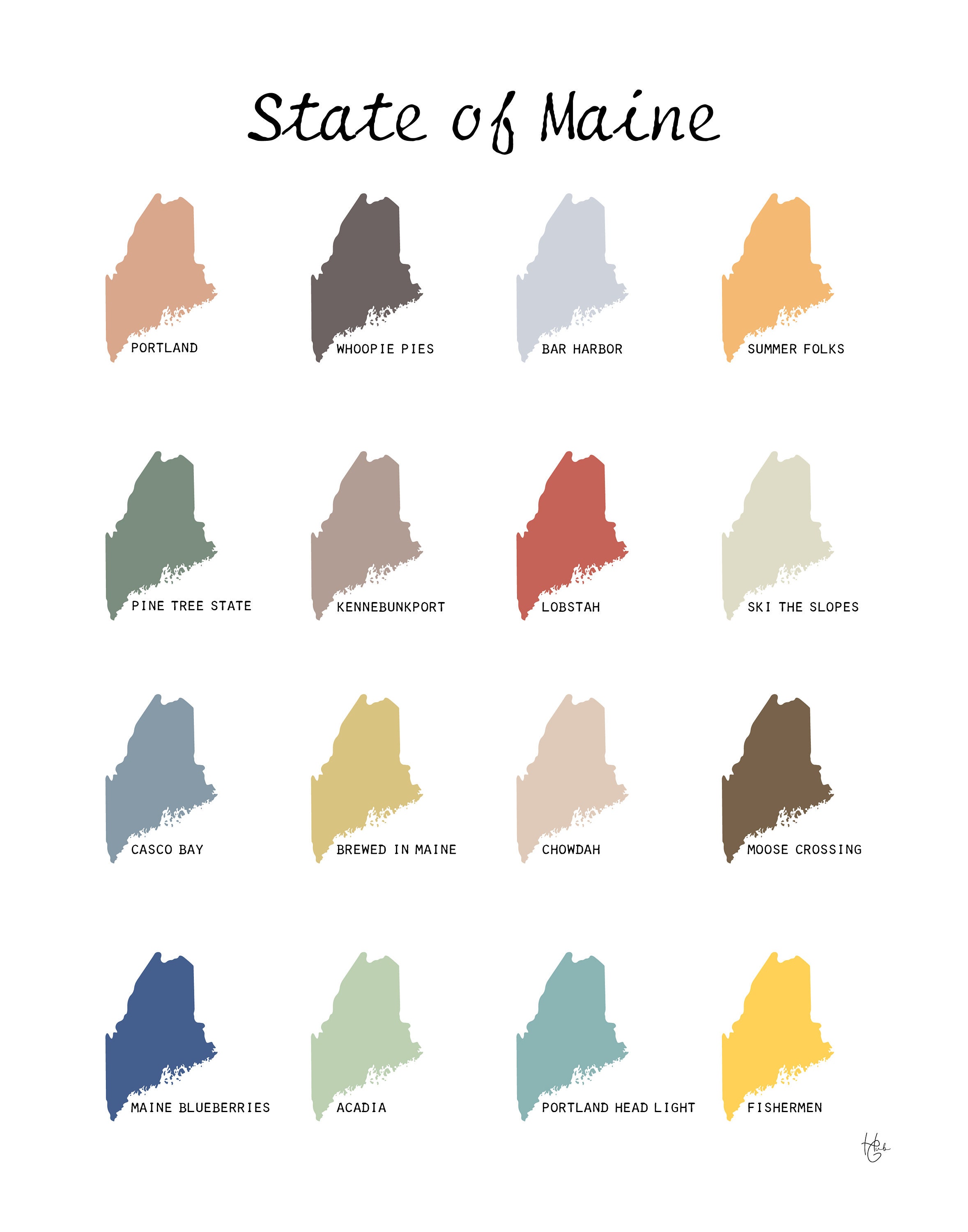 Maine Color Palette Art Print - Etsy