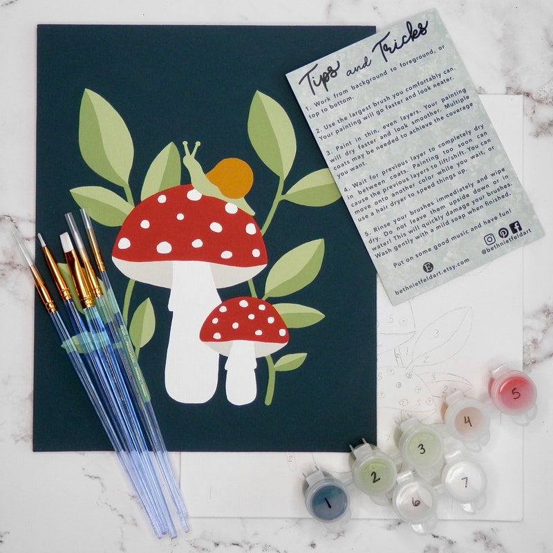 Mushroom Paint by Number - Etsy
