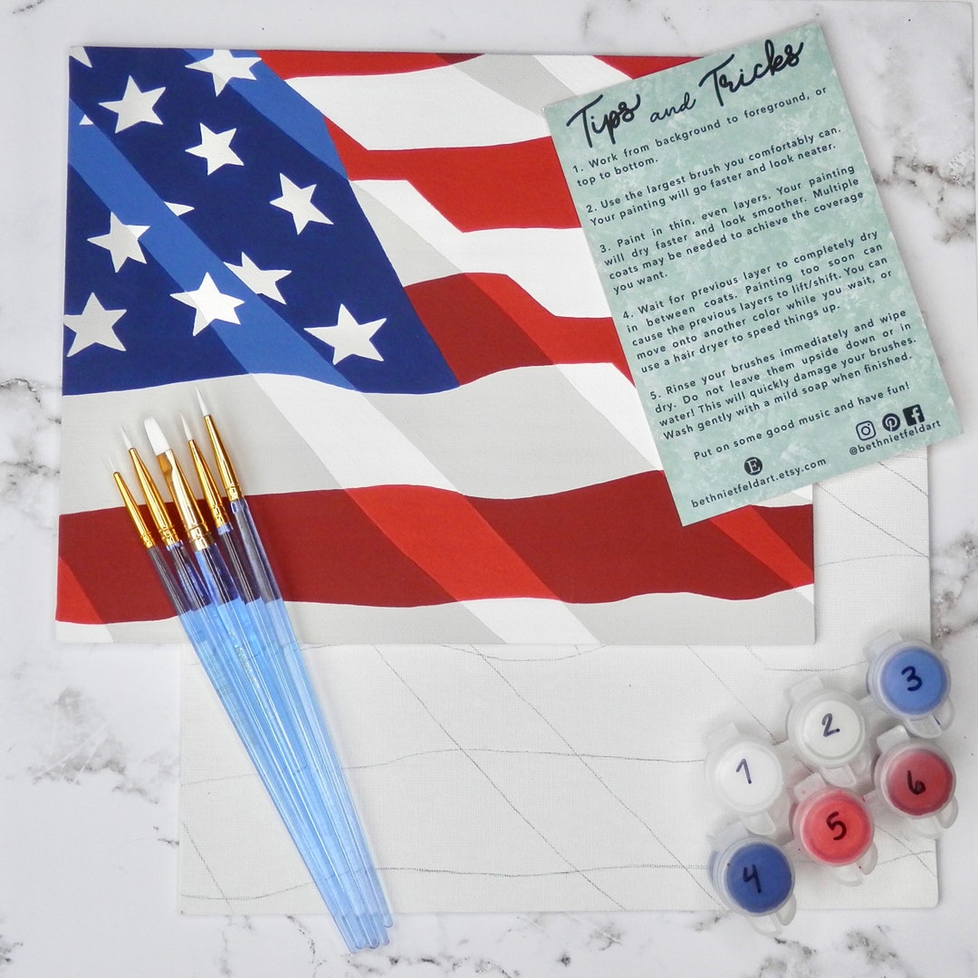 American Flag Paint by Number Kit | DIY Patriotic Art - Etsy