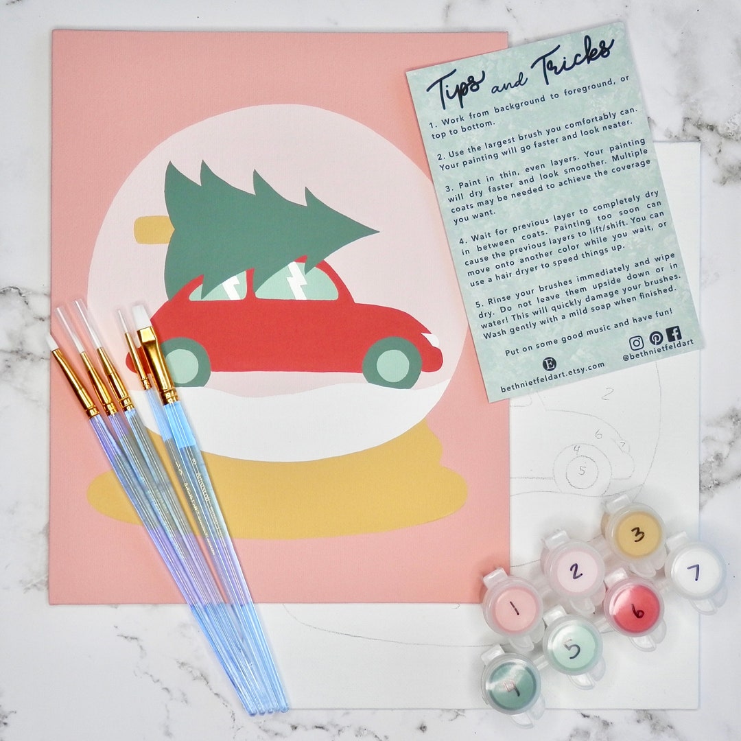 Vintage Snow Globe Paint by Number Kit | DIY Christmas Art - Etsy