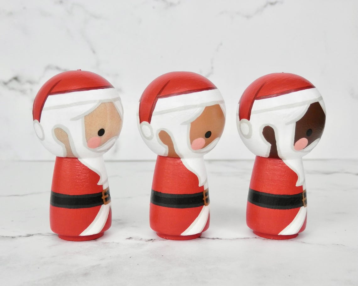 Santa Peg Doll | Kokeshi Style | Cristmas Ornament - Etsy